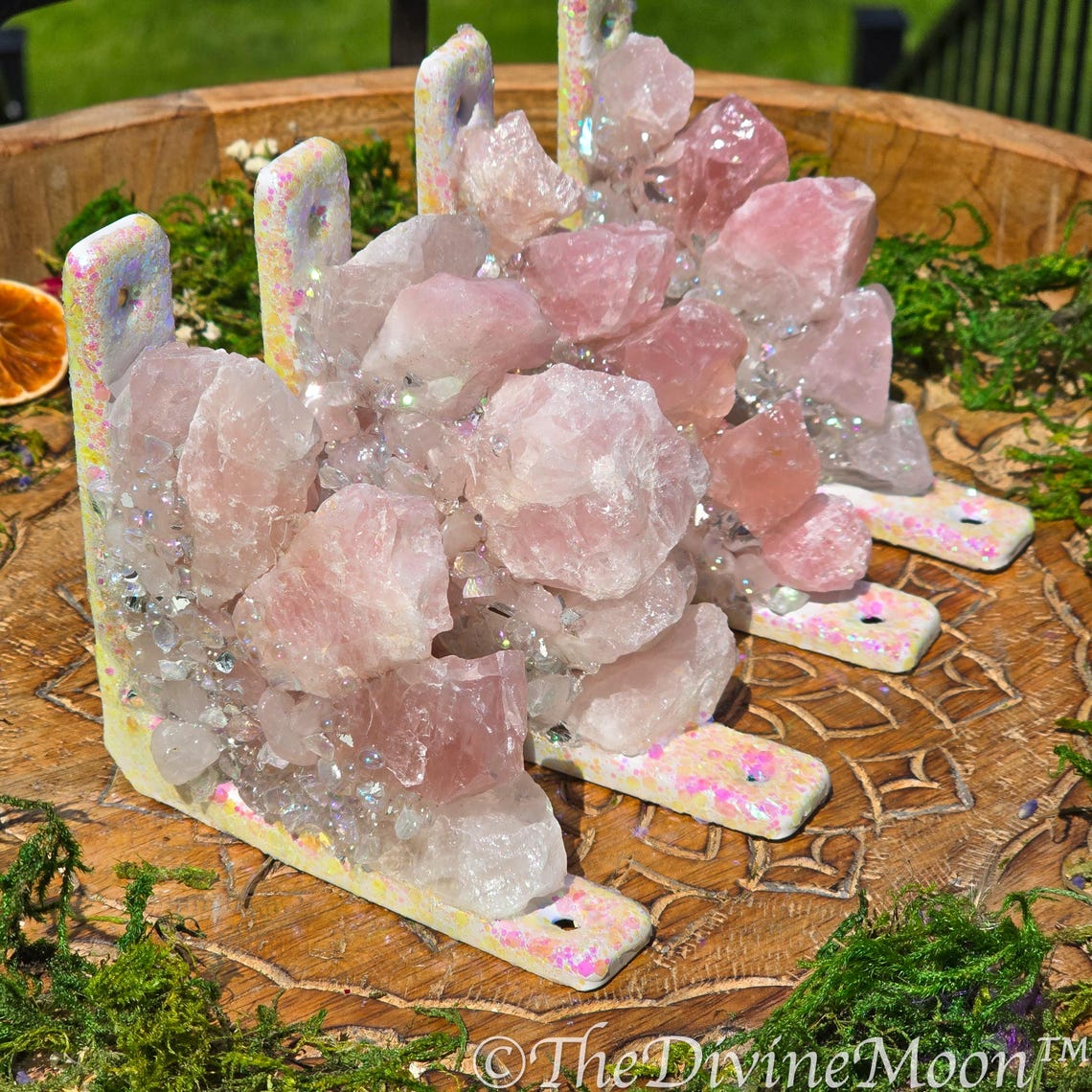 Rose Quartz Corner Crystal Decor – Doorway or Window Frame Display ...