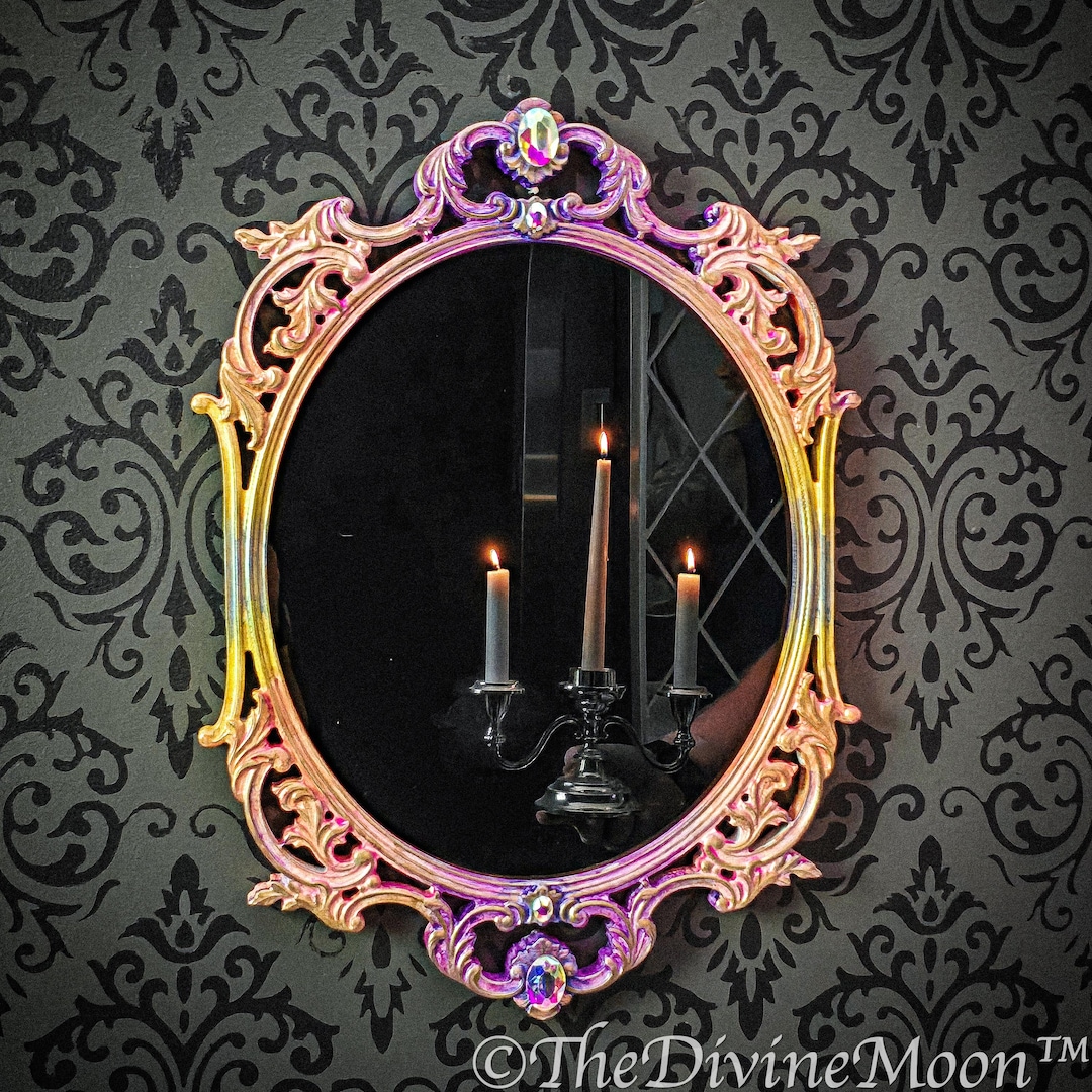 Gothic Rainbow Scrying Mirror – Iridescent Baroque Witch Mirror ...