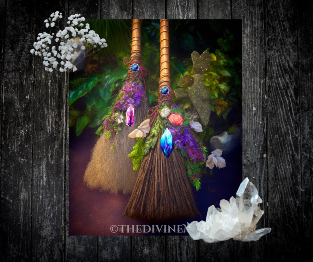 Divine Moon Crystal Witches Broom Besom Art Print by the - Etsy