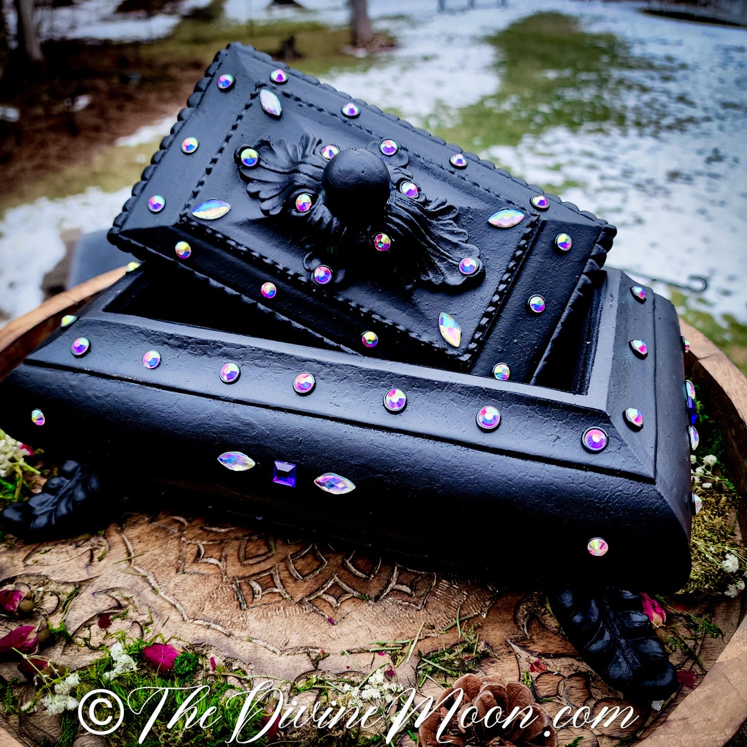 XXL Gothic Glam Vintage Black Trinket Box - Storage Box - Altar Tools ...
