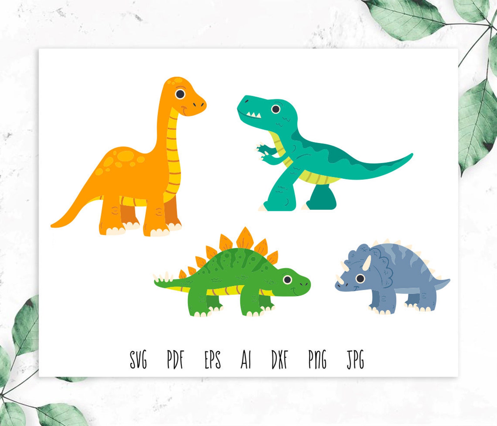 Dinosaurs SVG Cartoon Dino Cutting Files Dino Svg Cut File For | Etsy