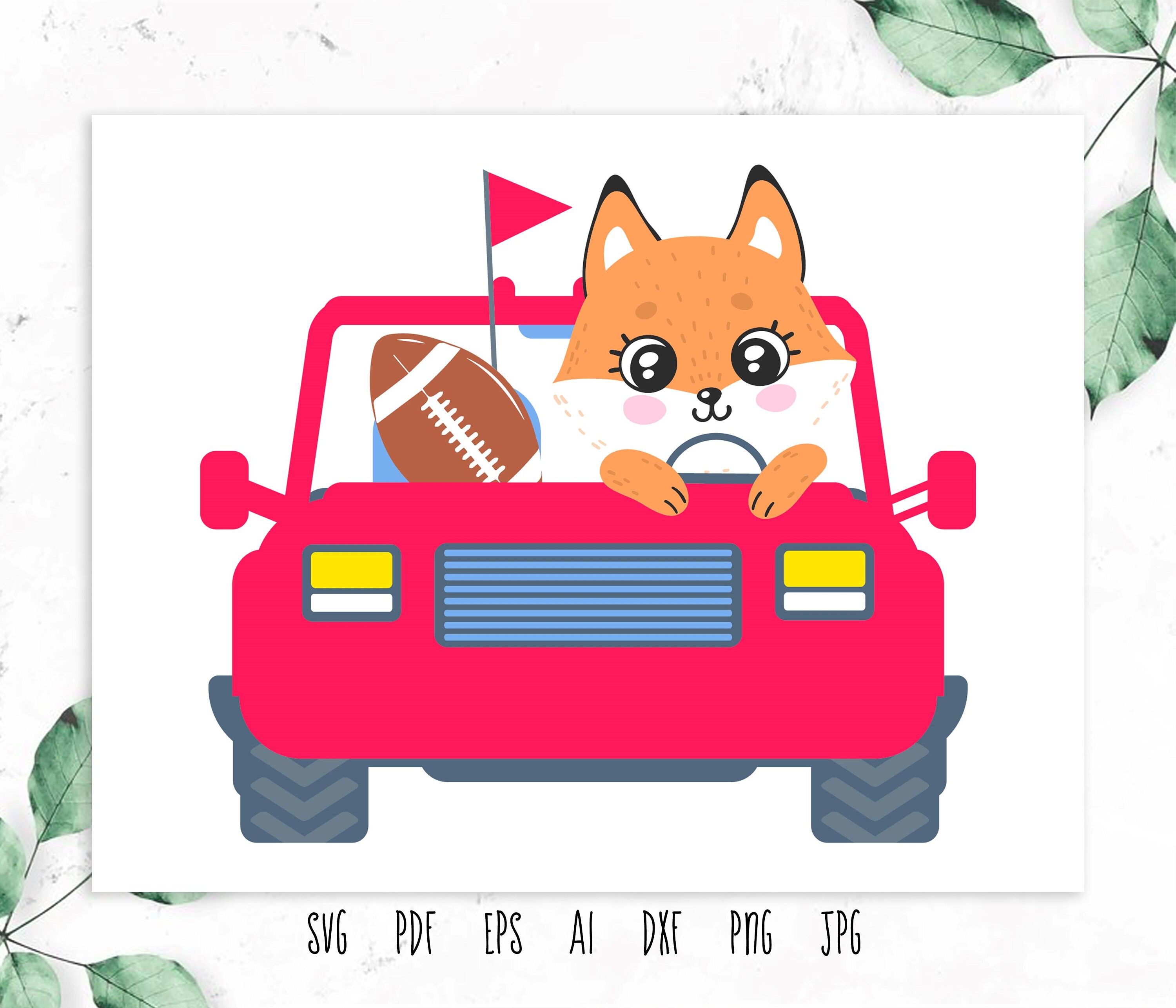 Foxy Driving A Car SVG Rugby Cutting Files Vehicle Cut File - Etsy