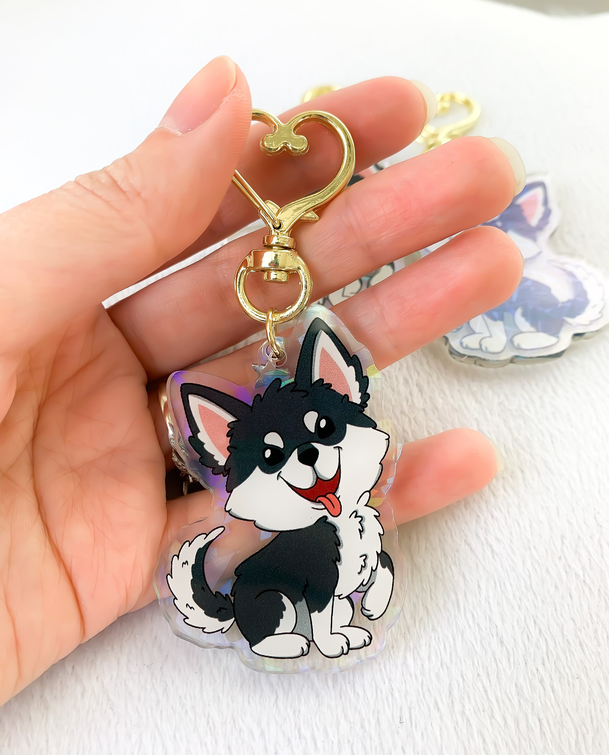 Siberian Husky Keychain Holographic Acrylic Keychain Charm | Etsy