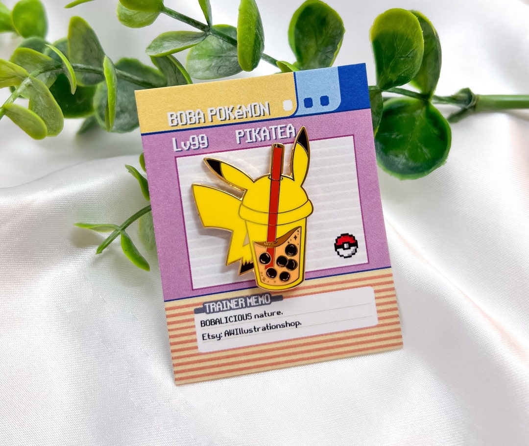 Pikachu Boba Milk Tea Hard Enamel Pin | Pokemon Lover | Bubble Tea ...