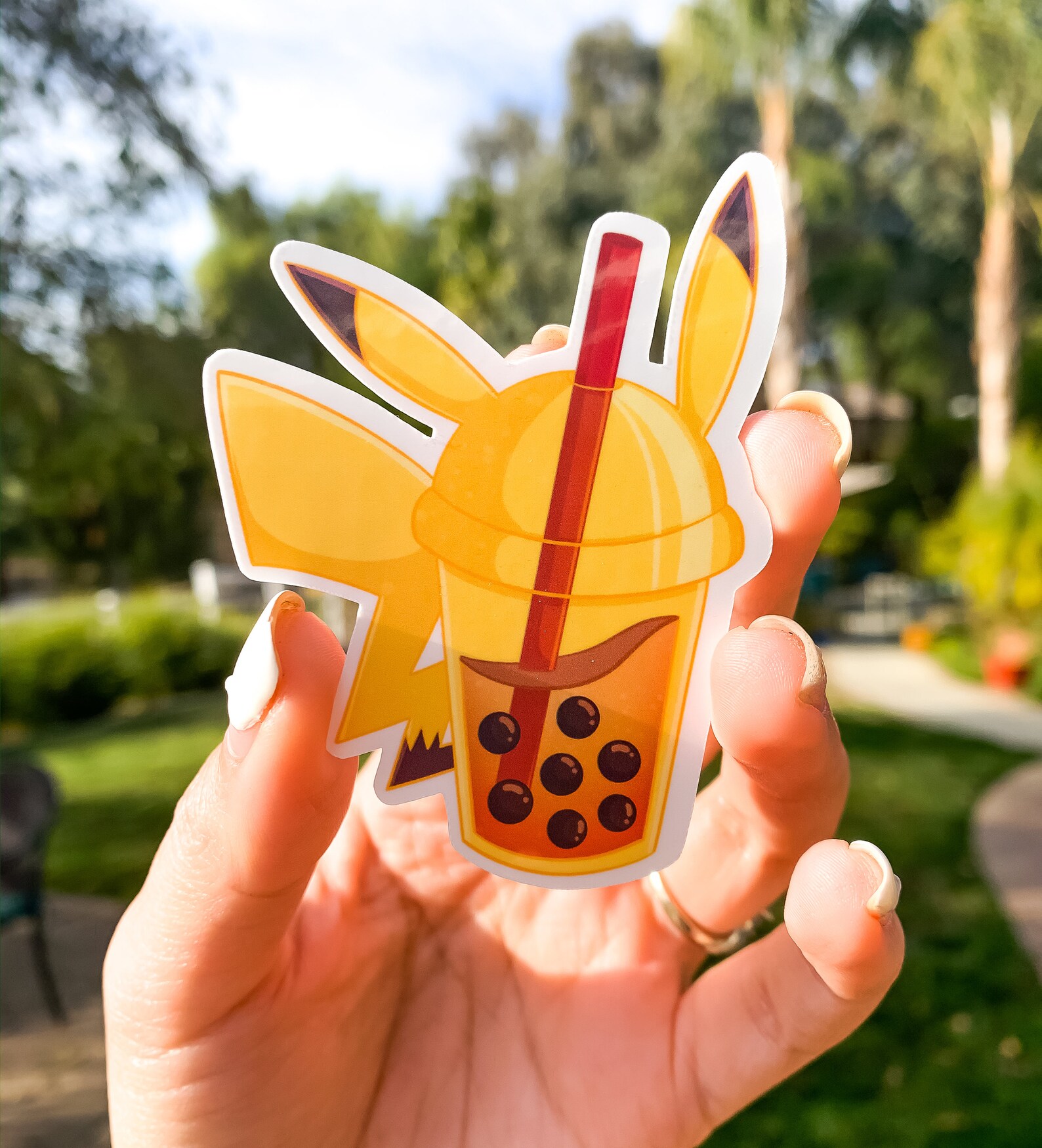 Pikachu Boba Sticker Handmade Pokemon Boba Milk Tea Sticker - Etsy