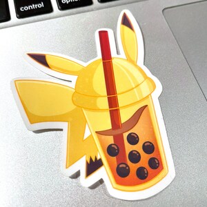 Pikachu Boba Sticker Handmade Pokemon Boba Milk Tea Sticker - Etsy