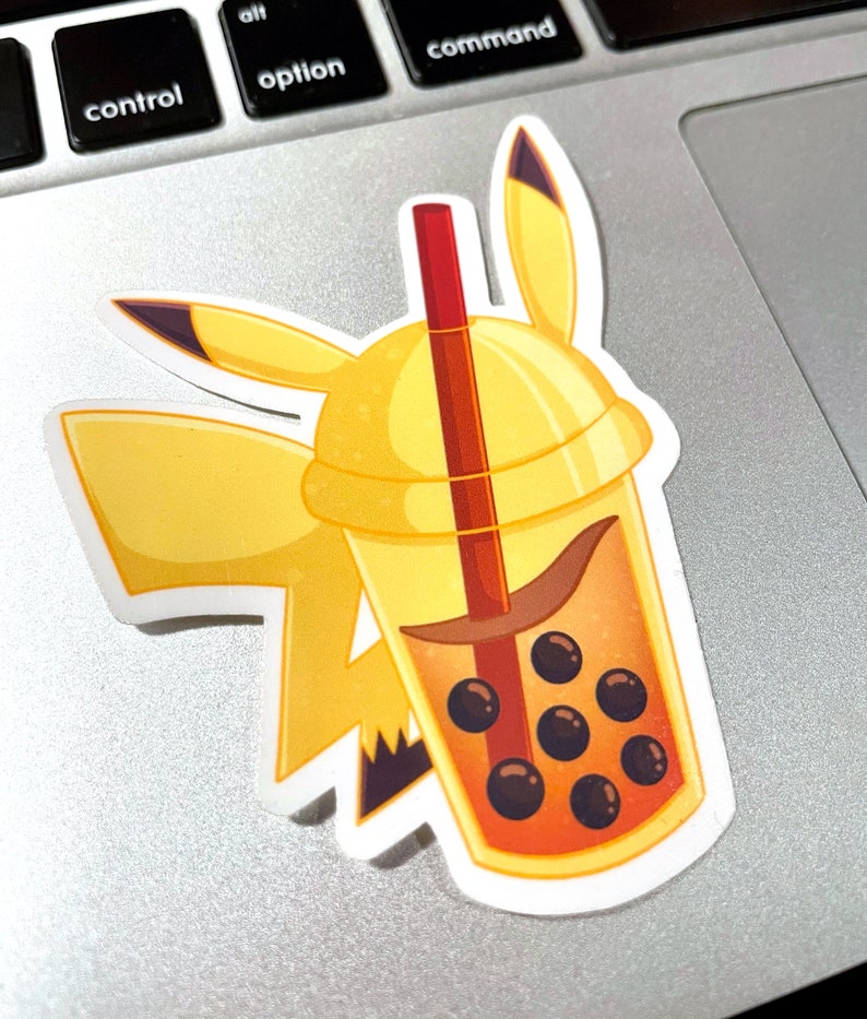 Pikachu Boba Sticker Handmade Pokemon Boba Milk Tea Sticker - Etsy
