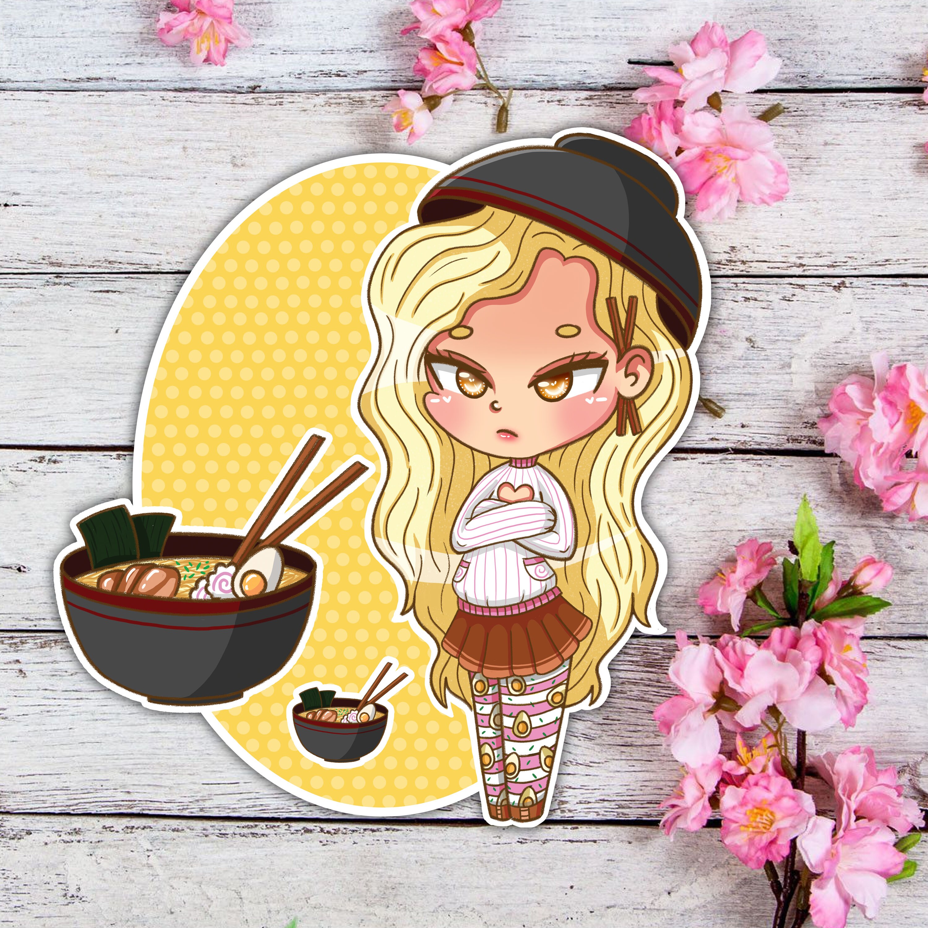 Japanese Food Sticker Pack Chibi Girl Vinyl Stickers - Etsy