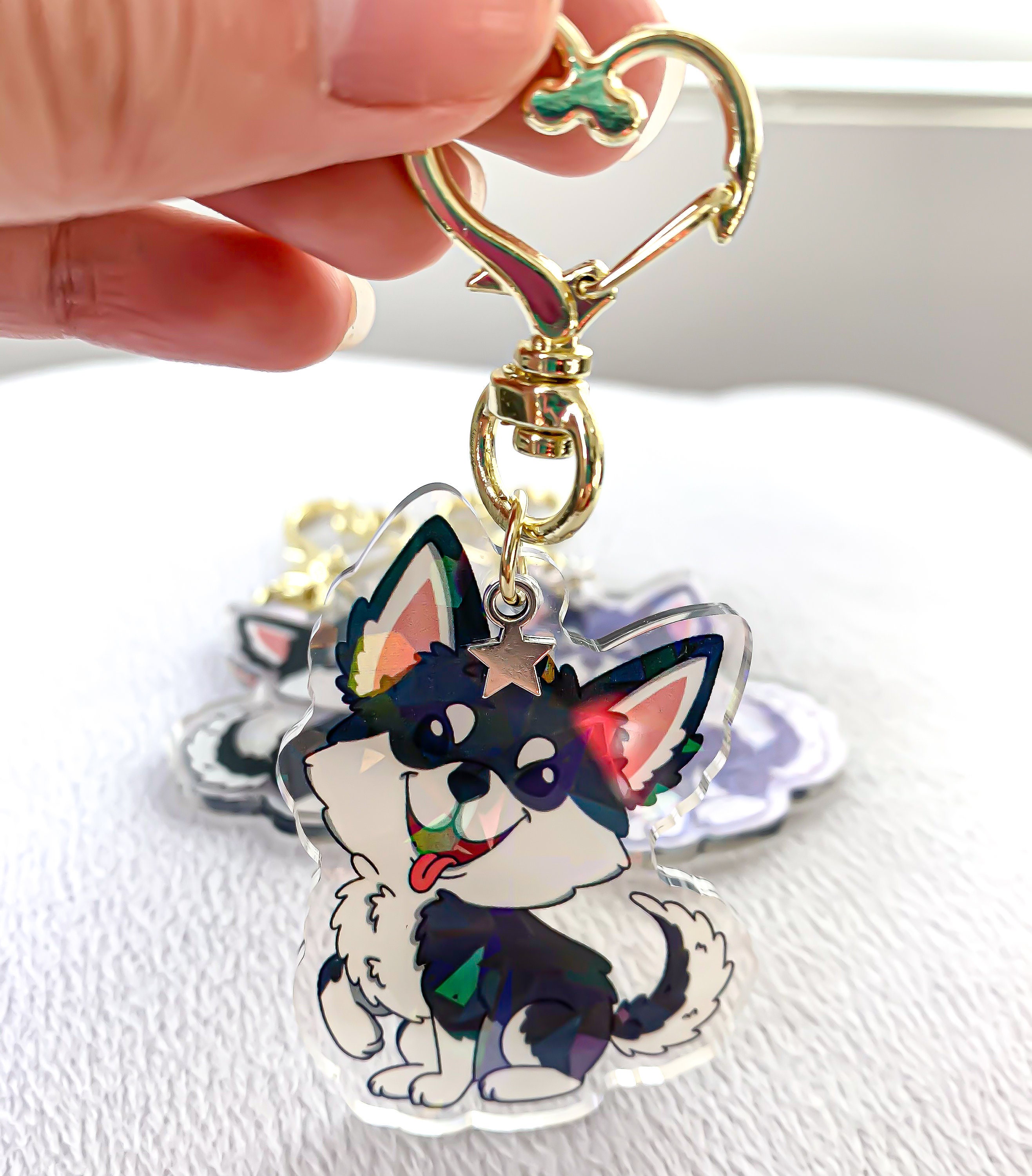 Siberian Husky Keychain Holographic Acrylic Keychain Charm | Etsy