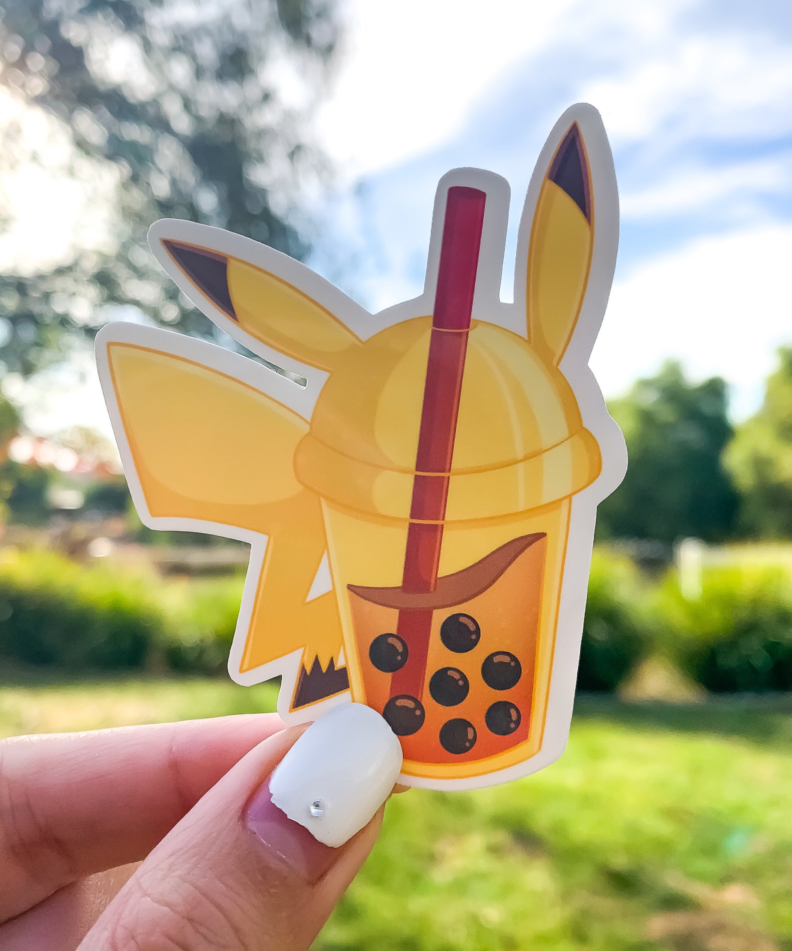 Pikachu Boba Sticker Handmade Pokemon Boba Milk Tea Sticker - Etsy