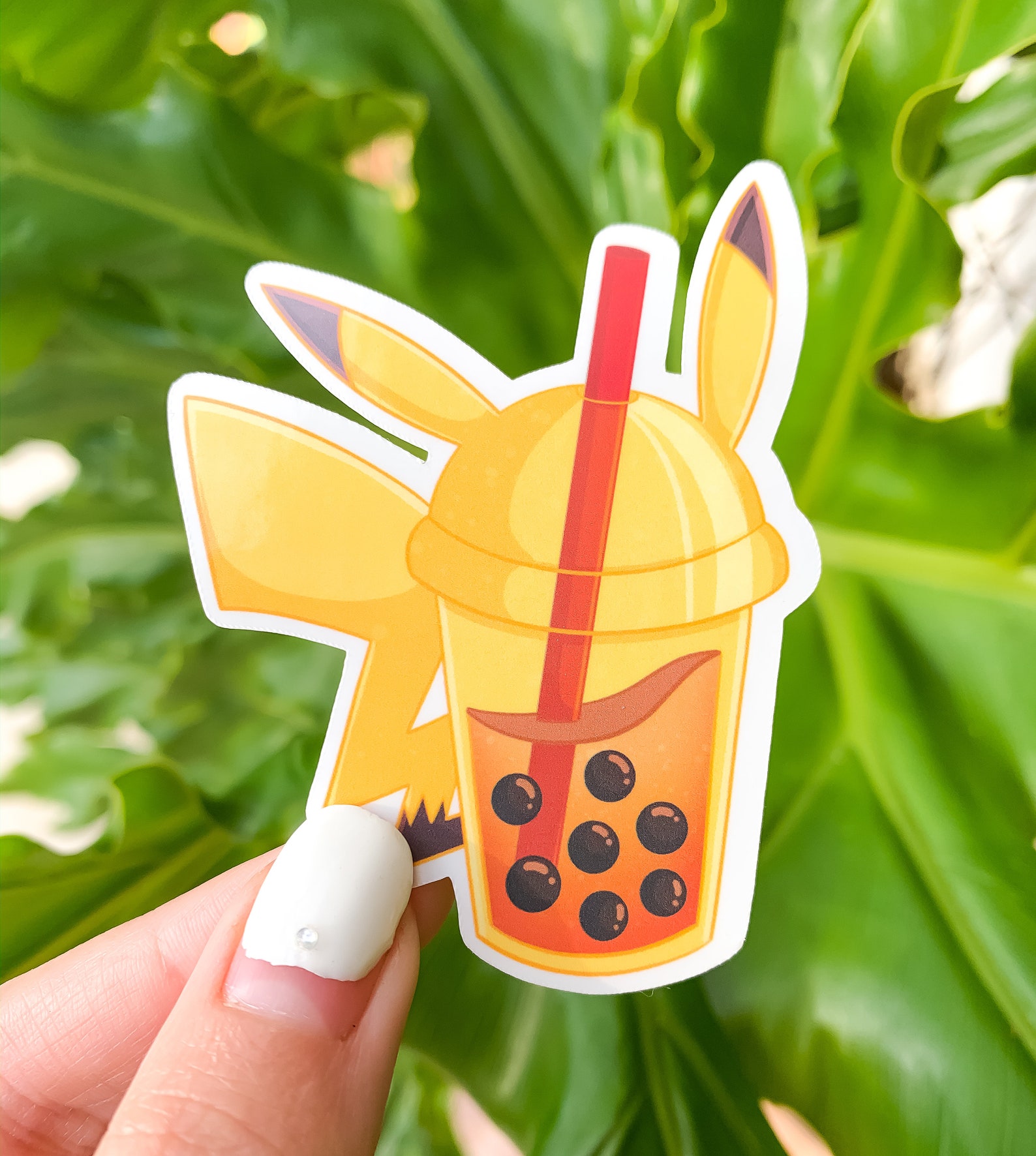Pikachu Boba Sticker Handmade Pokemon Boba Milk Tea Sticker - Etsy