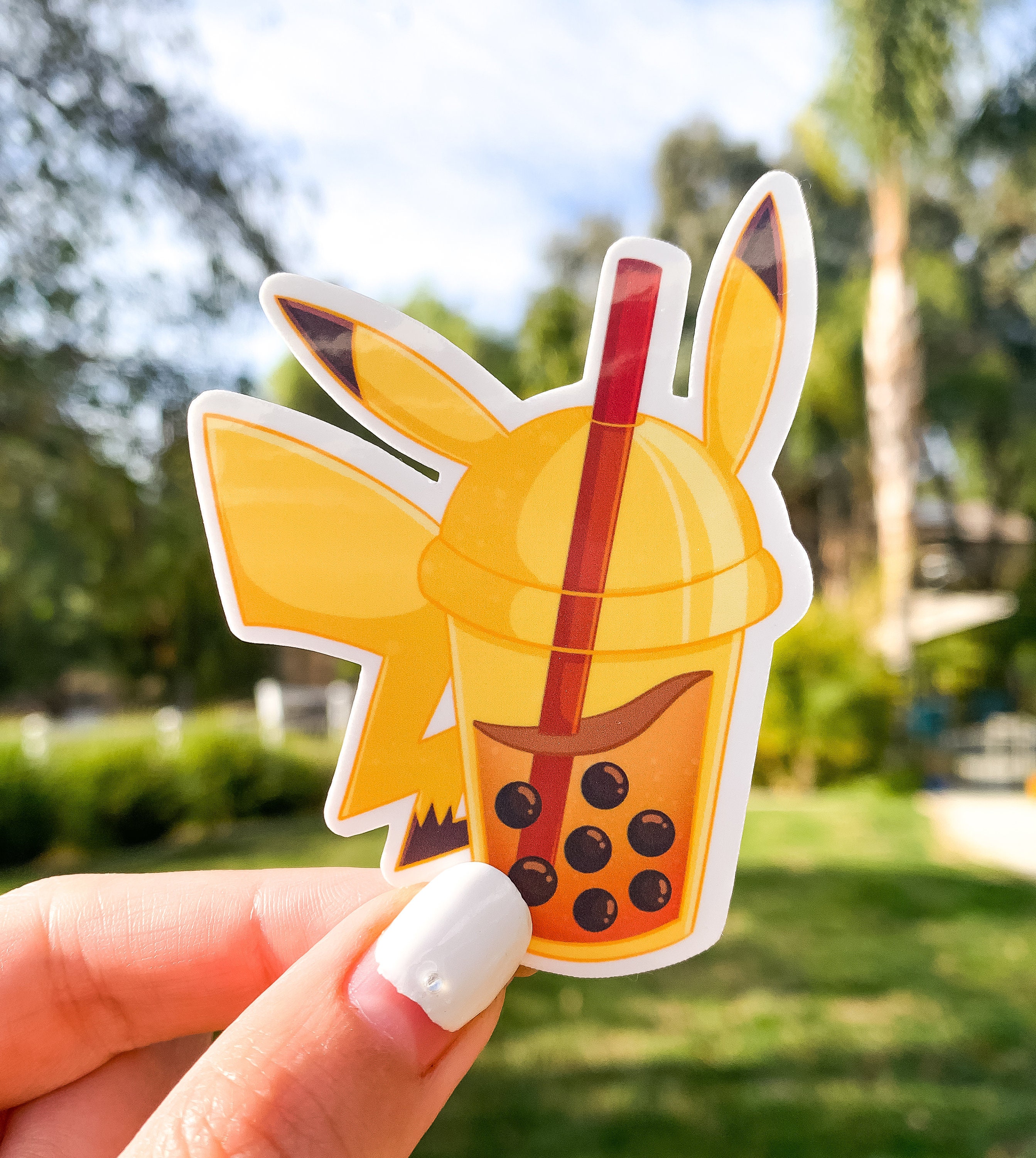 Pikachu Boba Sticker Handmade Pokemon Boba Milk Tea Sticker - Etsy
