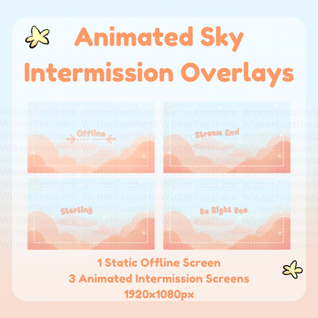 Animated Pastel Sky Twitch Intermission Overlays, Intermission Screens ...