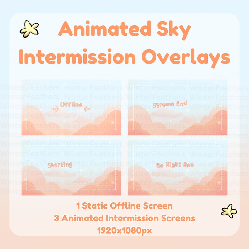 Animated Pastel Sky Twitch Intermission Overlays, Intermission Screens ...