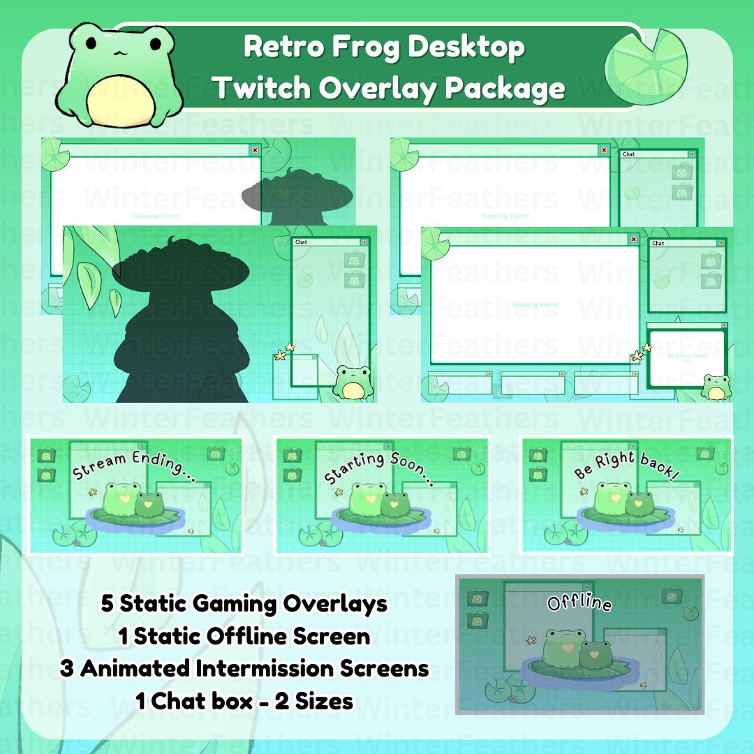 Animated Cute Frog Twitch Overlay Package, Animated Intermissions ...