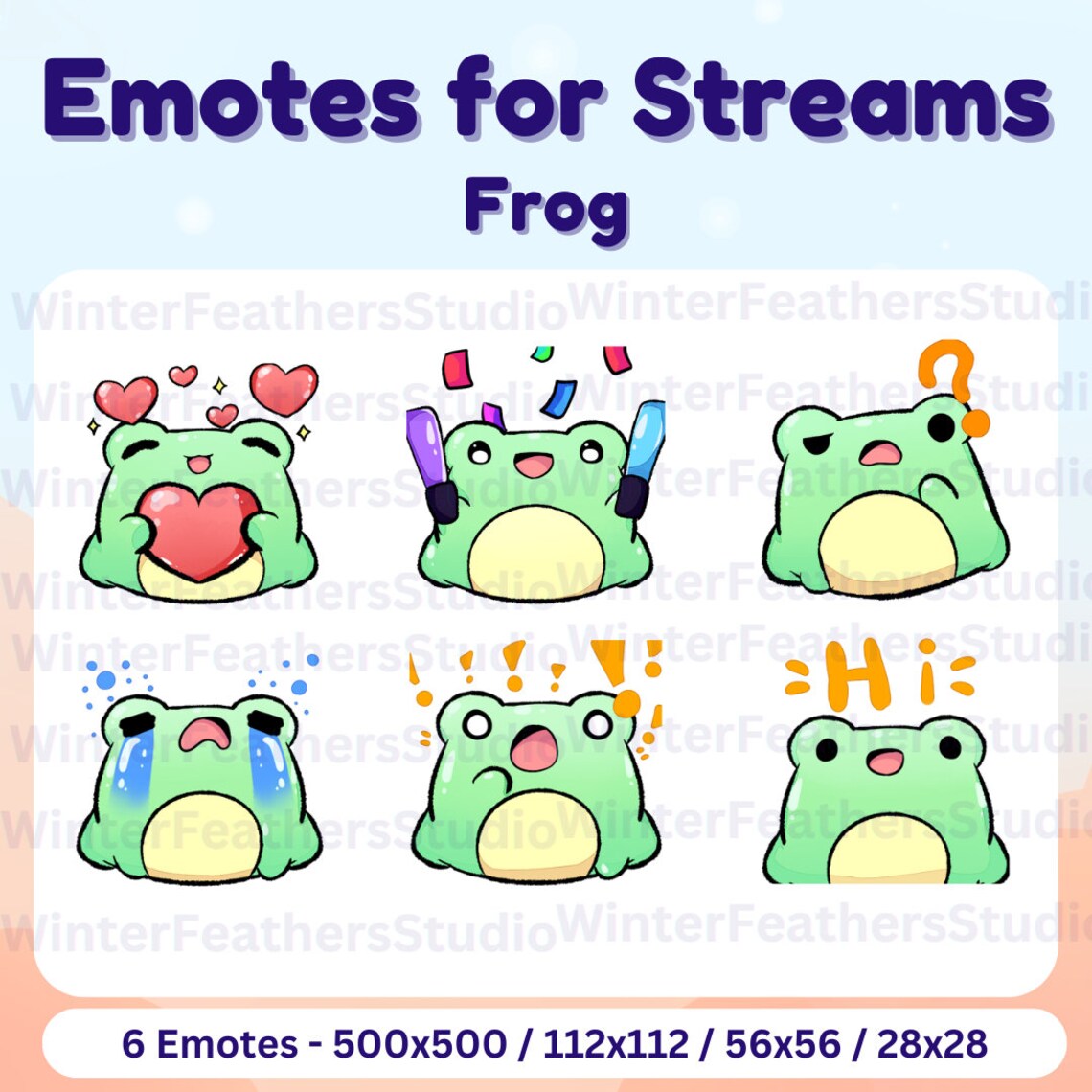 Cute Frog Twitch Emotes, Streaming Emote, Six Emotes, Cute Chibi ...