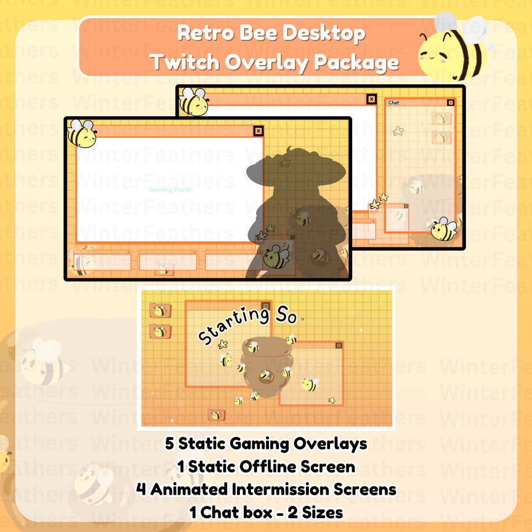 Cute Bee Twitch Overlay Package, Animated Intermissions, Offline Screen ...