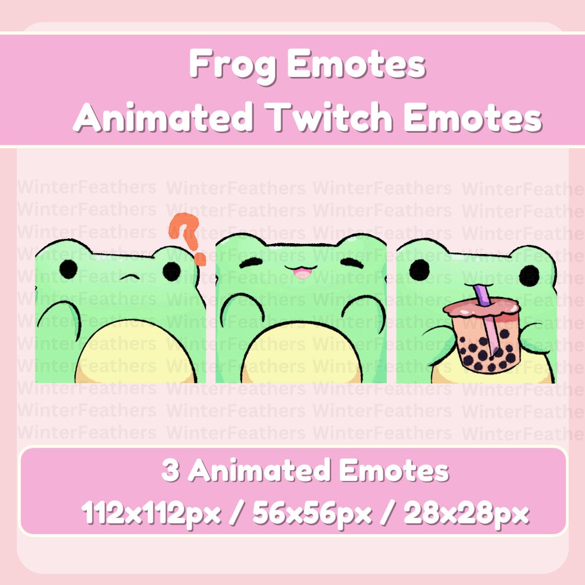 Animated Frog Emotes, Twitch, Boba Tea, Bounce, Confused, Cute Chibi ...