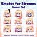 Gamer Girl Twitch Emotes, Streaming Emote, Blonde Hair Blue Eyes, Cute ...