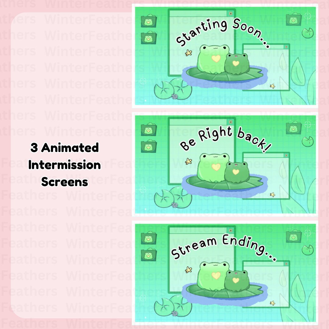 Animated Cute Frog Twitch Overlay Package, Animated Intermissions ...