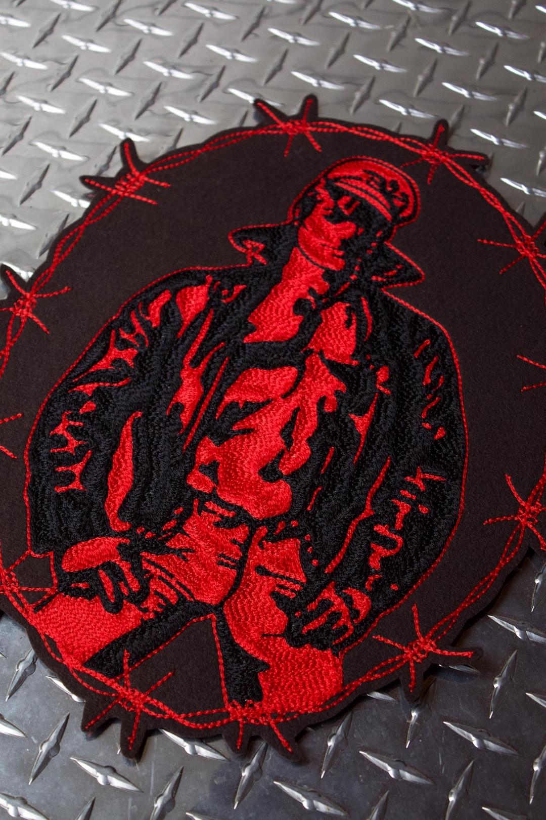 Barbed Wire Biker [back Patch] - Etsy