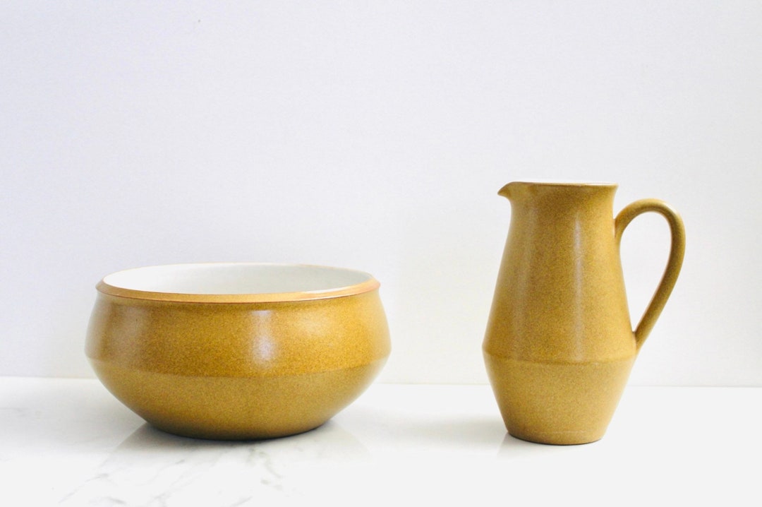 Denby Pitcher and Bowl Mid Century Pottery Midcentury Denby Mustard ...