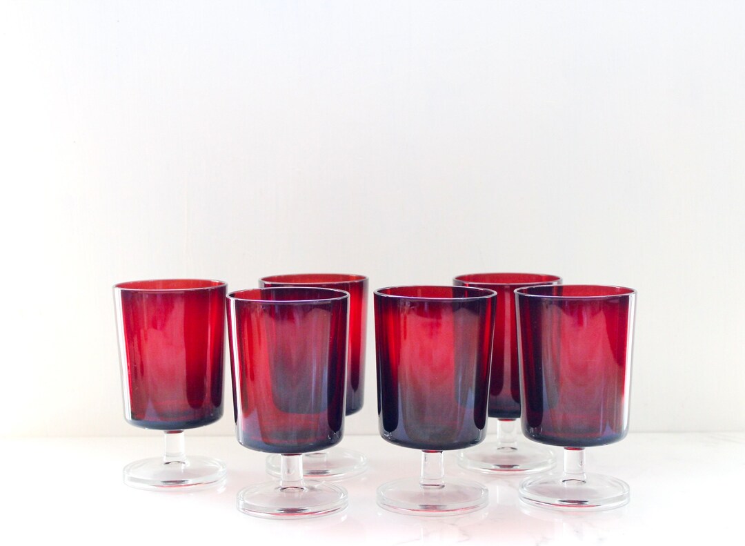 Ruby Luminarc Glasses Red Cocktail Glasses Vintage Luminarc Glasses ...