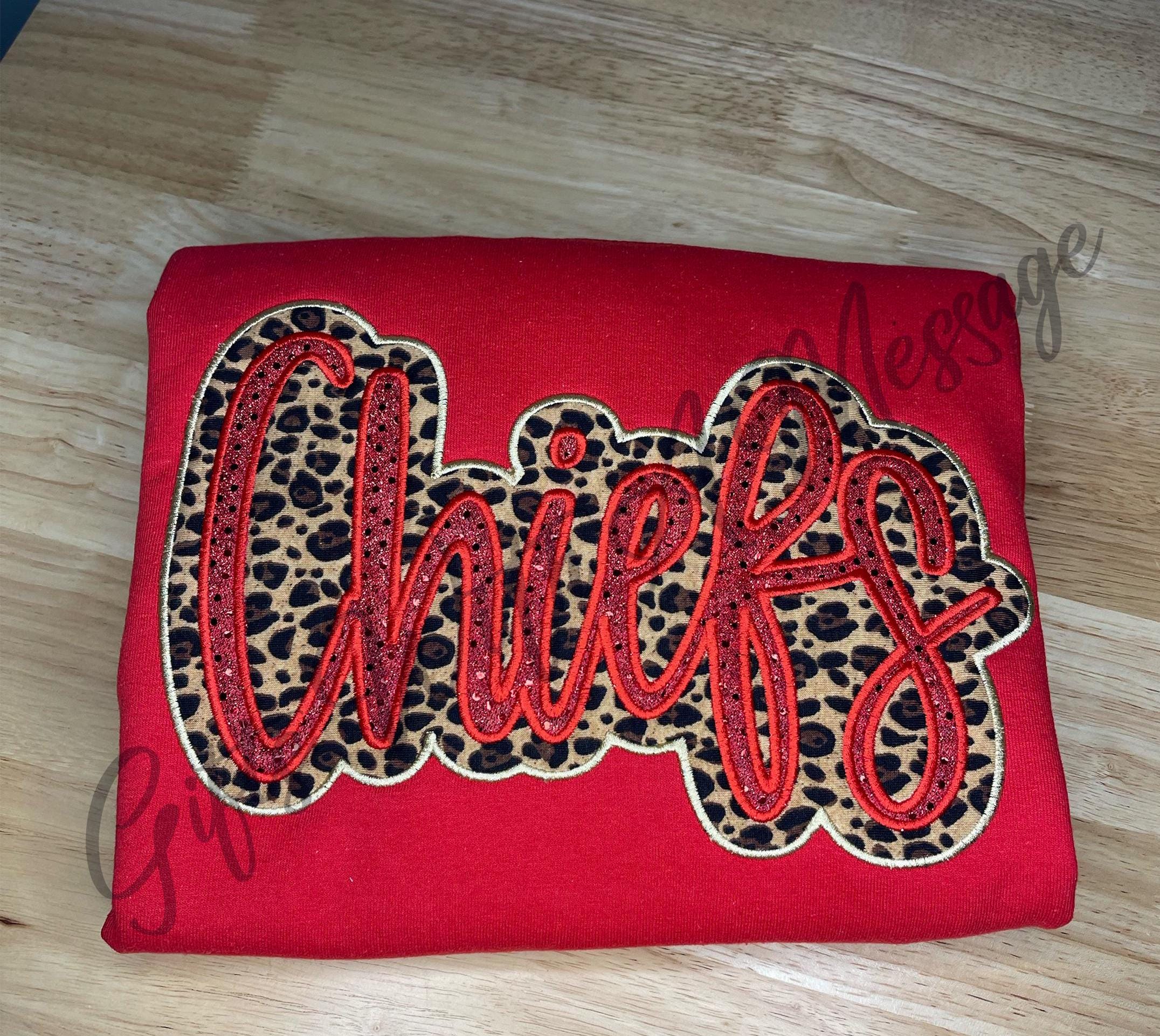 Embroidered Kansas City Football Sweatshirt, Double Appliqué, Leopard ...