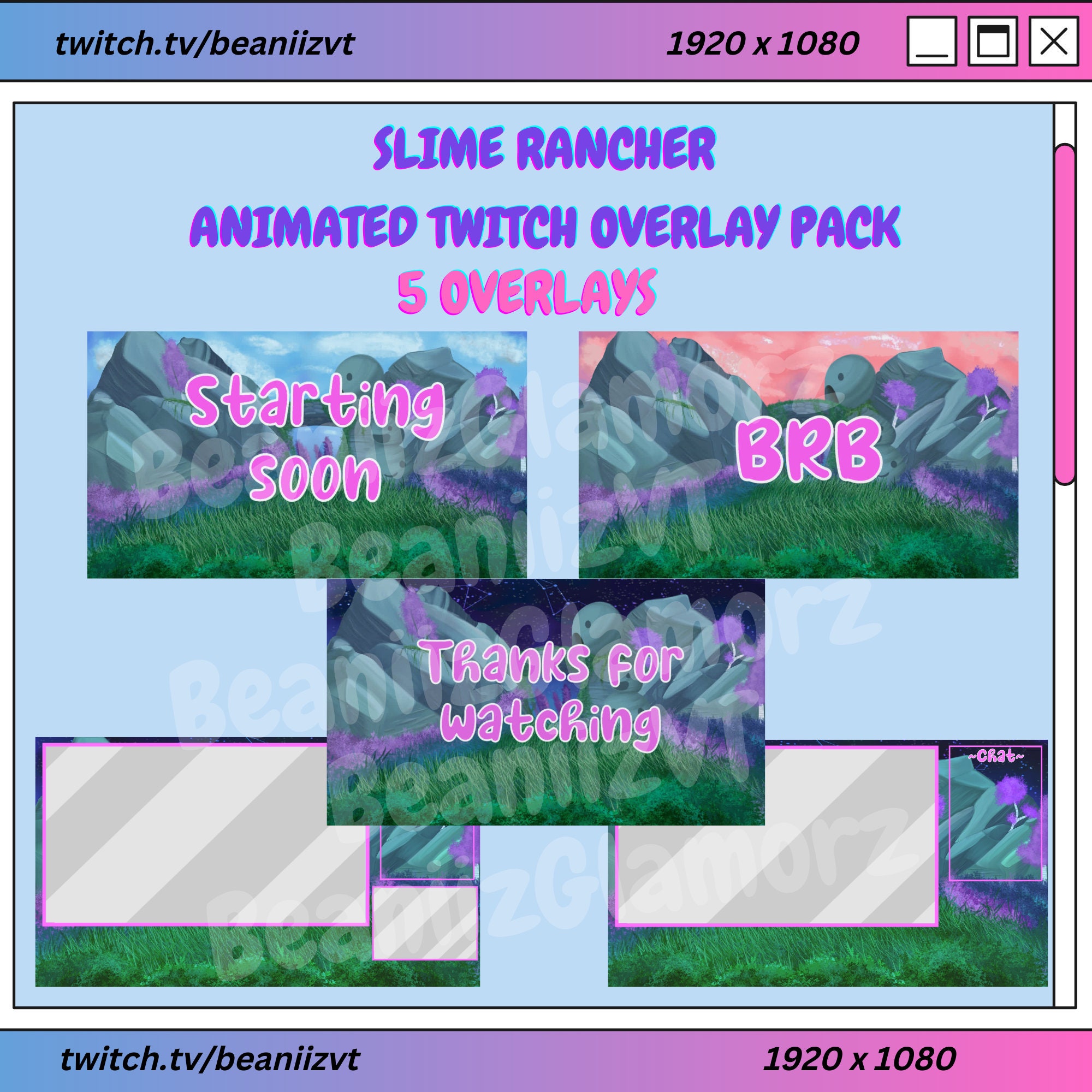 Animated Twitch Overlay Package: 5 Kawaii Slime Rancher Themed Overlay ...
