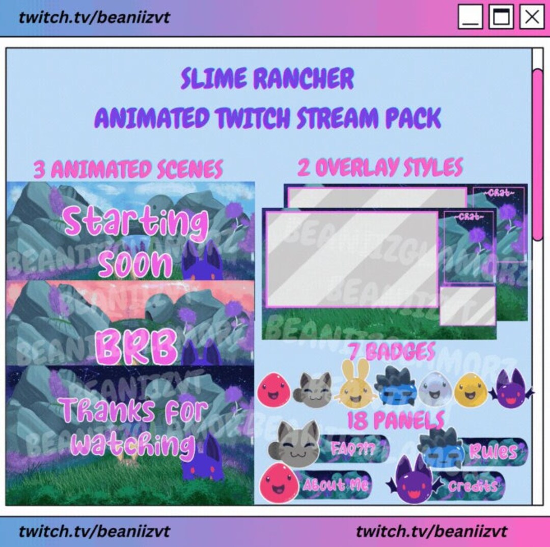 Animated Twitch Streamer Package: Kawaii Slime Rancher Themed Overlay ...