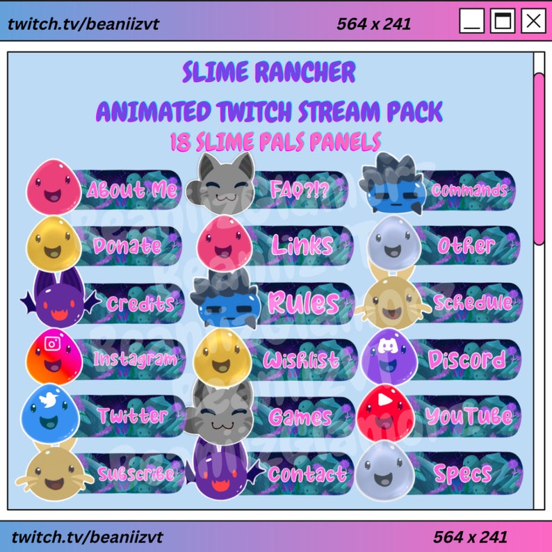 Animated Twitch Streamer Package: Kawaii Slime Rancher Themed Overlay ...