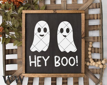 Hey Boo Ghosts SVG Halloween Vertical Porch Sign Design - Etsy