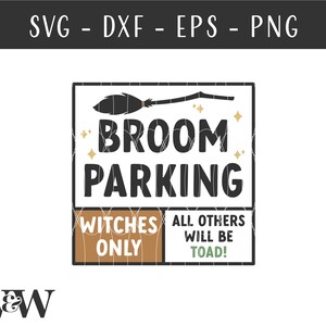 Vintage Broom Parking SVG | Halloween Sign SVG | Witch Broom SVG | Fall ...