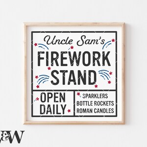 Uncle Sam's Firework Stand SVG PNG July 4th SVG Patriotic Sign Svg Boom ...
