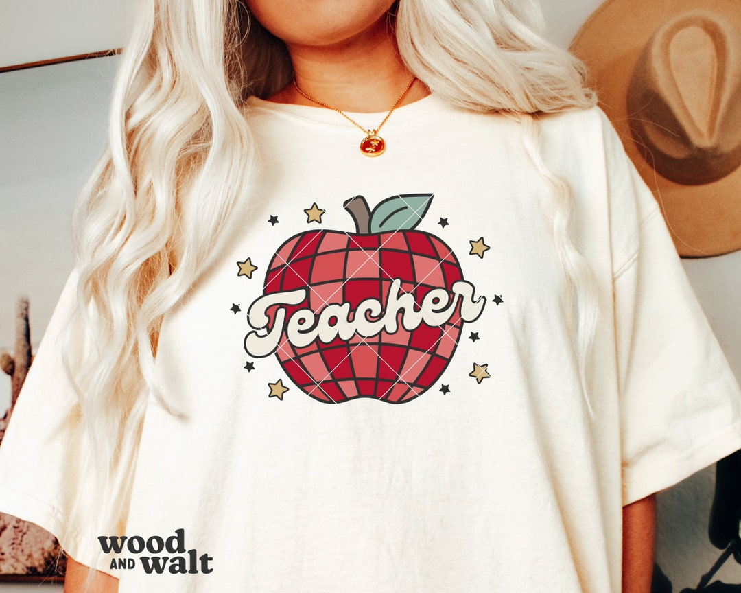 Retro Apple Teacher SVG PNG | Teacher Shirt SVG | Teacher Mode All Day ...