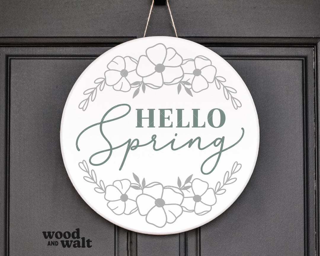 Round Hello Spring SVG | Welcome Spring Sign SVG | Spring Flowers SVG ...