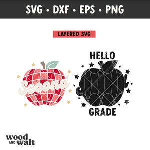Hello Second Grade SVG PNG | Disco Apple SVG | Retro Back to School Svg ...
