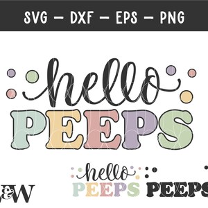Hello Peeps SVG Easter Door Hanger SVG Round Easter Sign SVG Welcome ...