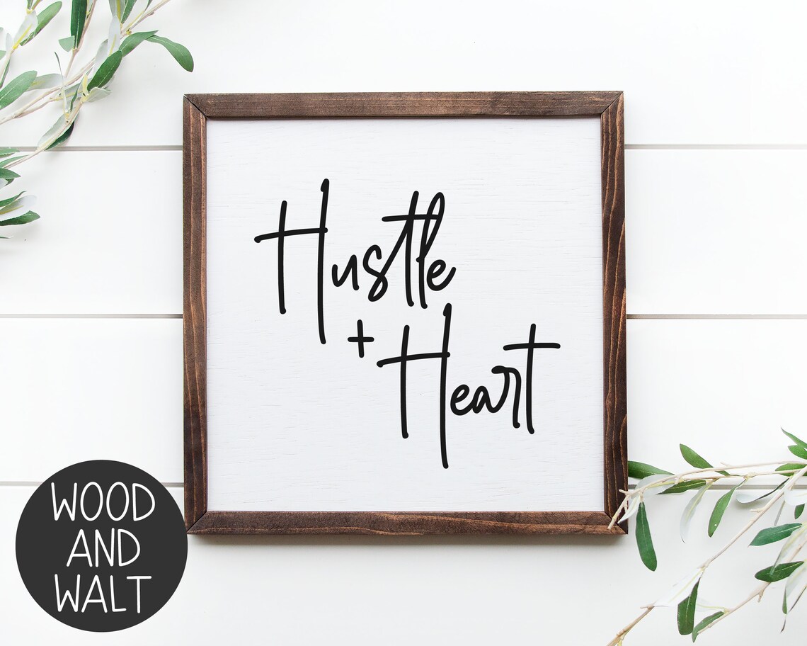 Hustle And Heart SVG Quote Cut File Motivational Saying | Etsy