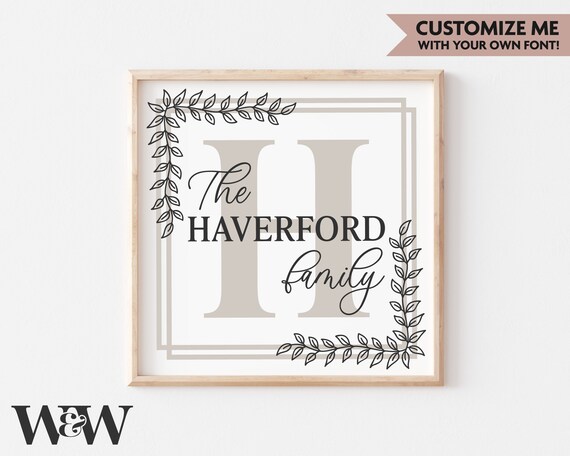 Last Name Sign SVG Monogram SVG Family Name SVG | Etsy