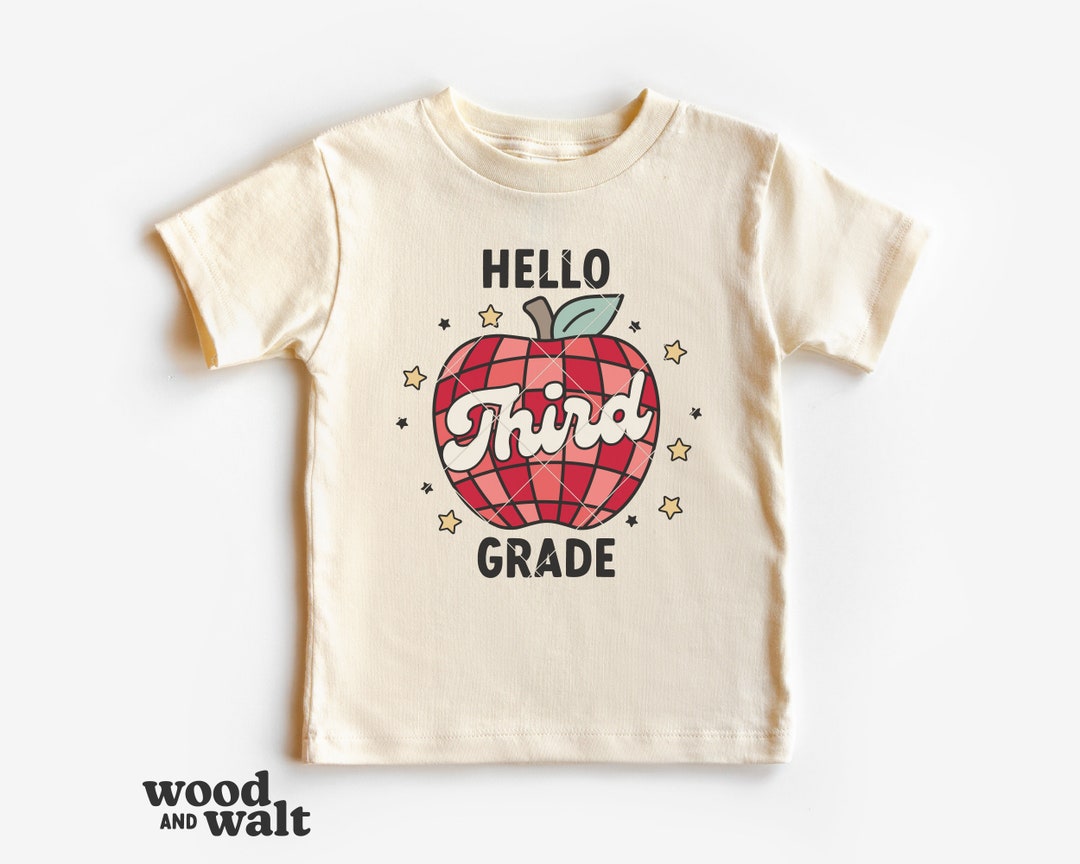 Hello Third Grade SVG PNG | Disco Apple SVG | Retro Back to School Svg ...