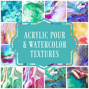 Acrylic Pour / Watercolor Digital Sheets, 12x12 Digital Papers, 66 ...