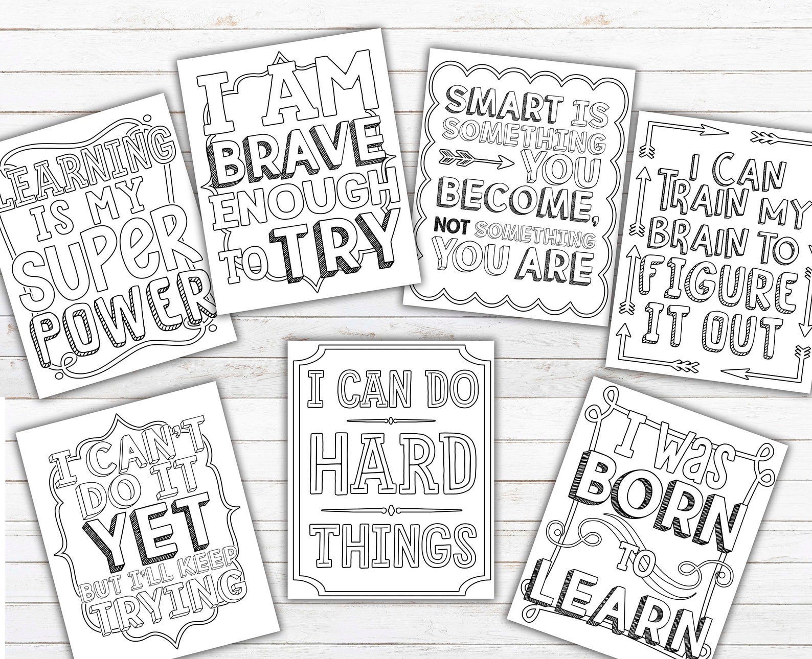 Growth Mindset Coloring Pages 8.5x11 Inches 7 Different - Etsy