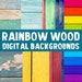 Rainbow Wood Digital Paper: Colorful Textures (12x12 PNG) (digital ...