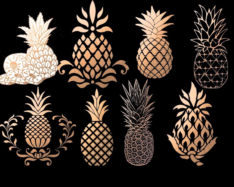 Digital Clip Art | Rose Gold Pineapples - Etsy