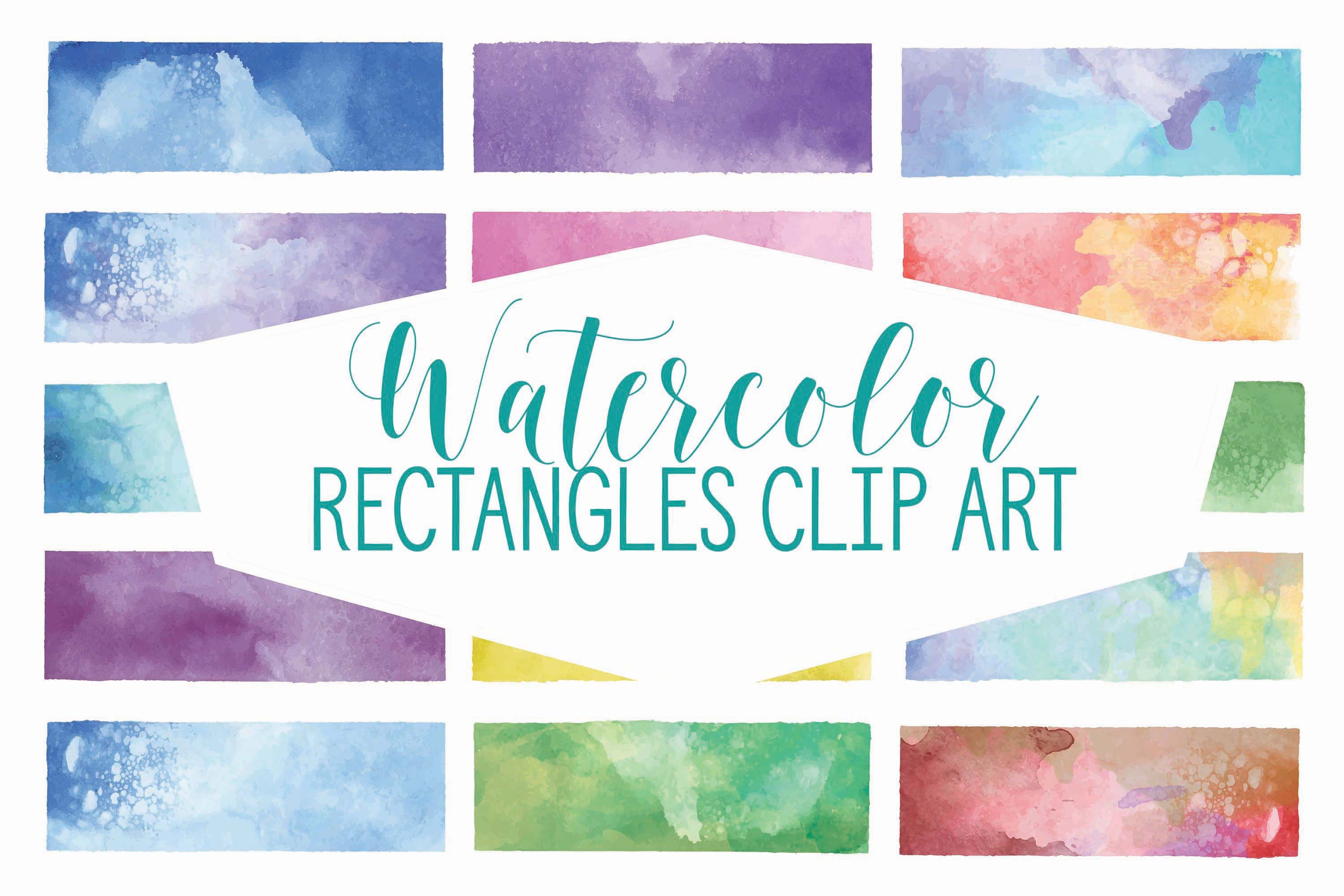 Watercolor Rectangle Shapes Png Files Watercolor Clip Art - Etsy