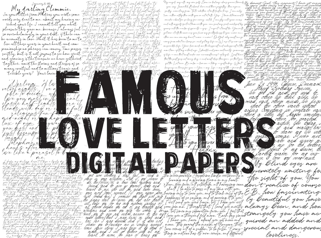 Famous Love Letters Digital Sheets, Clipart Love Letters, Vintage Love ...