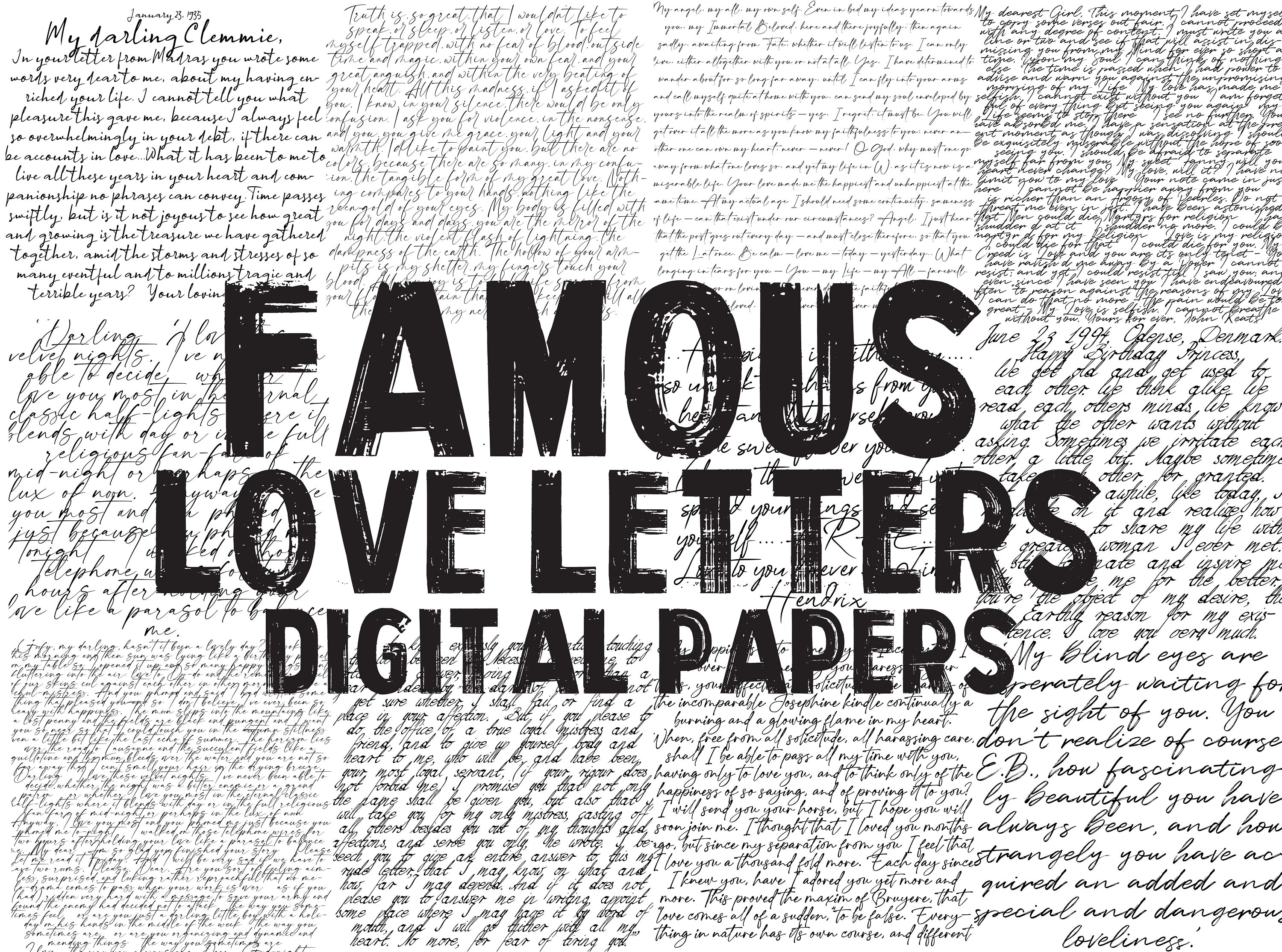 Famous Love Letters Digital Sheets Clipart Love Letters - Etsy