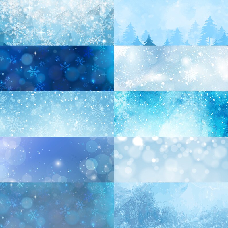 Icy Snowflake Winter Backgrounds: 12x12 Digital Papers (digital ...