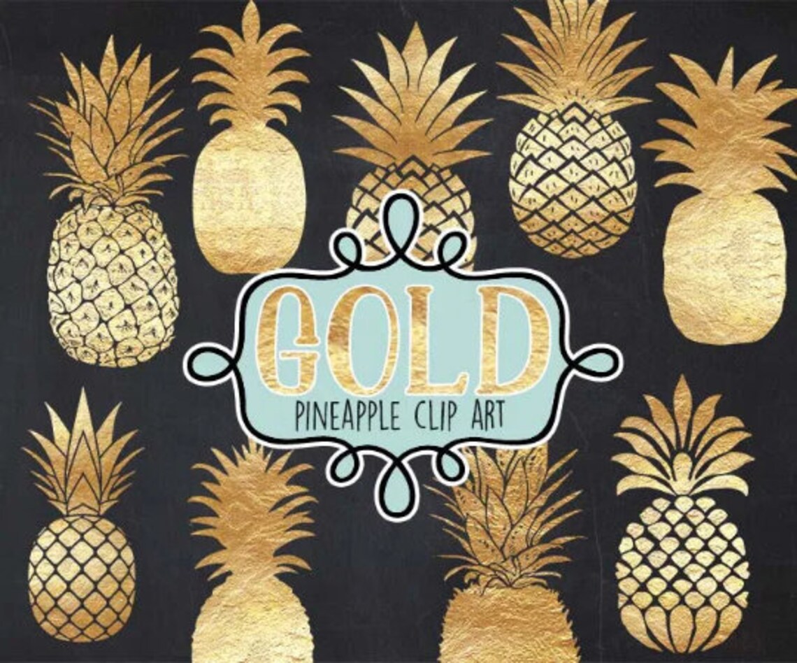 Digital Clip Art | Gold Pineapples - Etsy